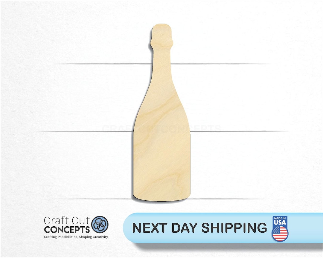 Champagne Bottle - Laser Cut Unfinished Wood Cutout Craft Shapes - Etsy