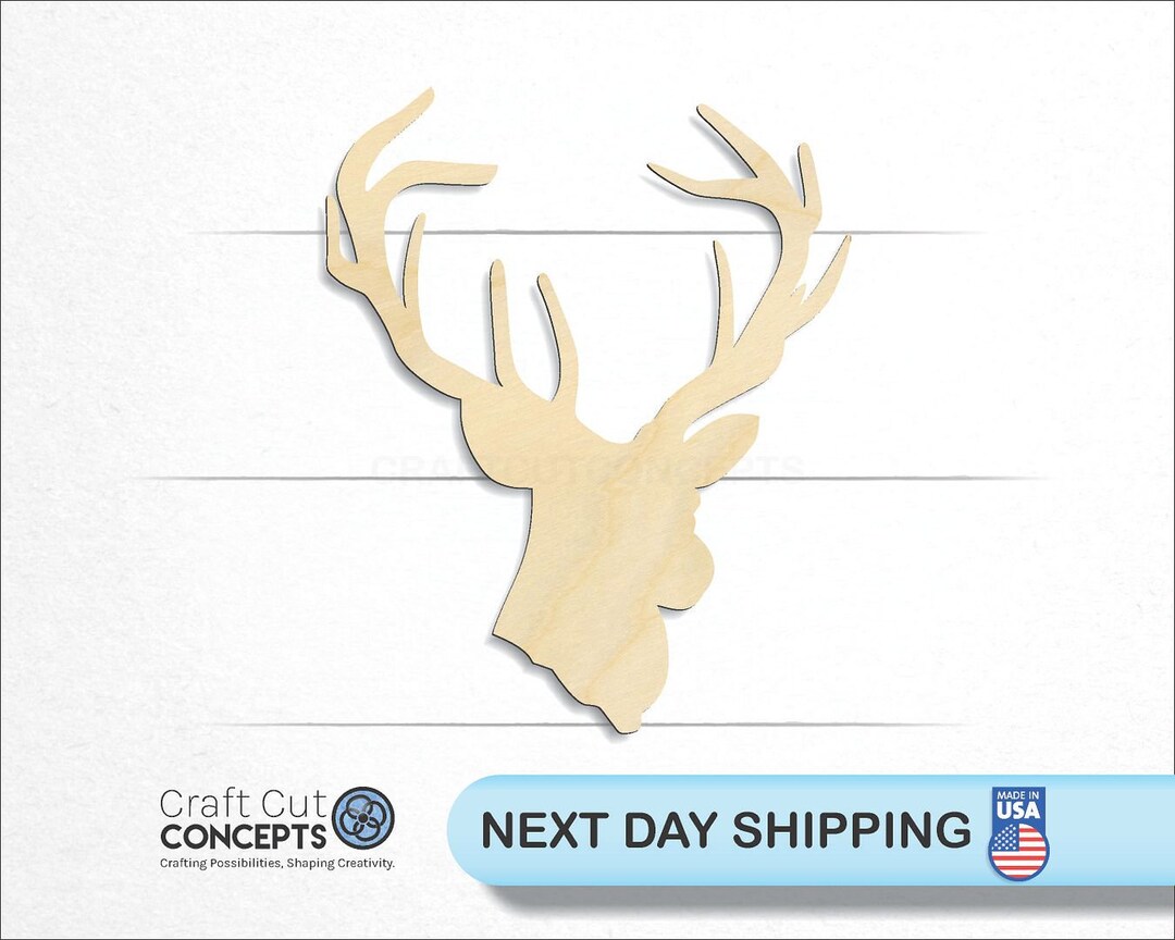 Deer Head Shape - Laser Cut Unfinished Wood Cutout Craft Shapes - Etsy