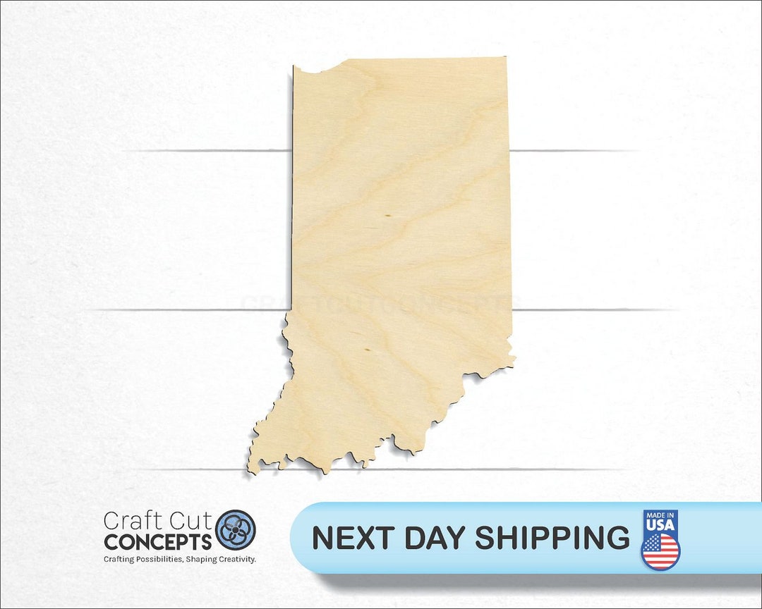 Indiana IN State - Laser Cut Unfinished Wood Cutout Craft Shapes - Etsy