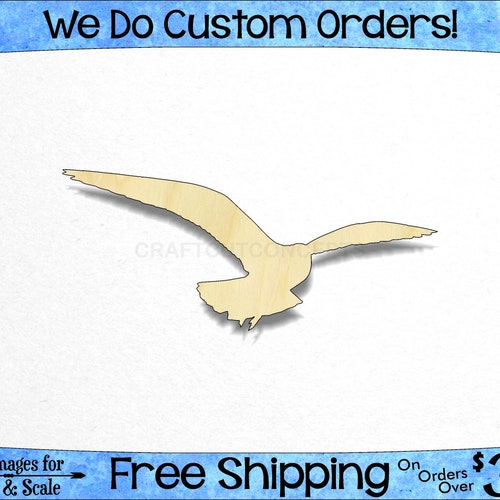 Unfinished Wooden Seagull Shape Beach Bird Wildlife - Etsy