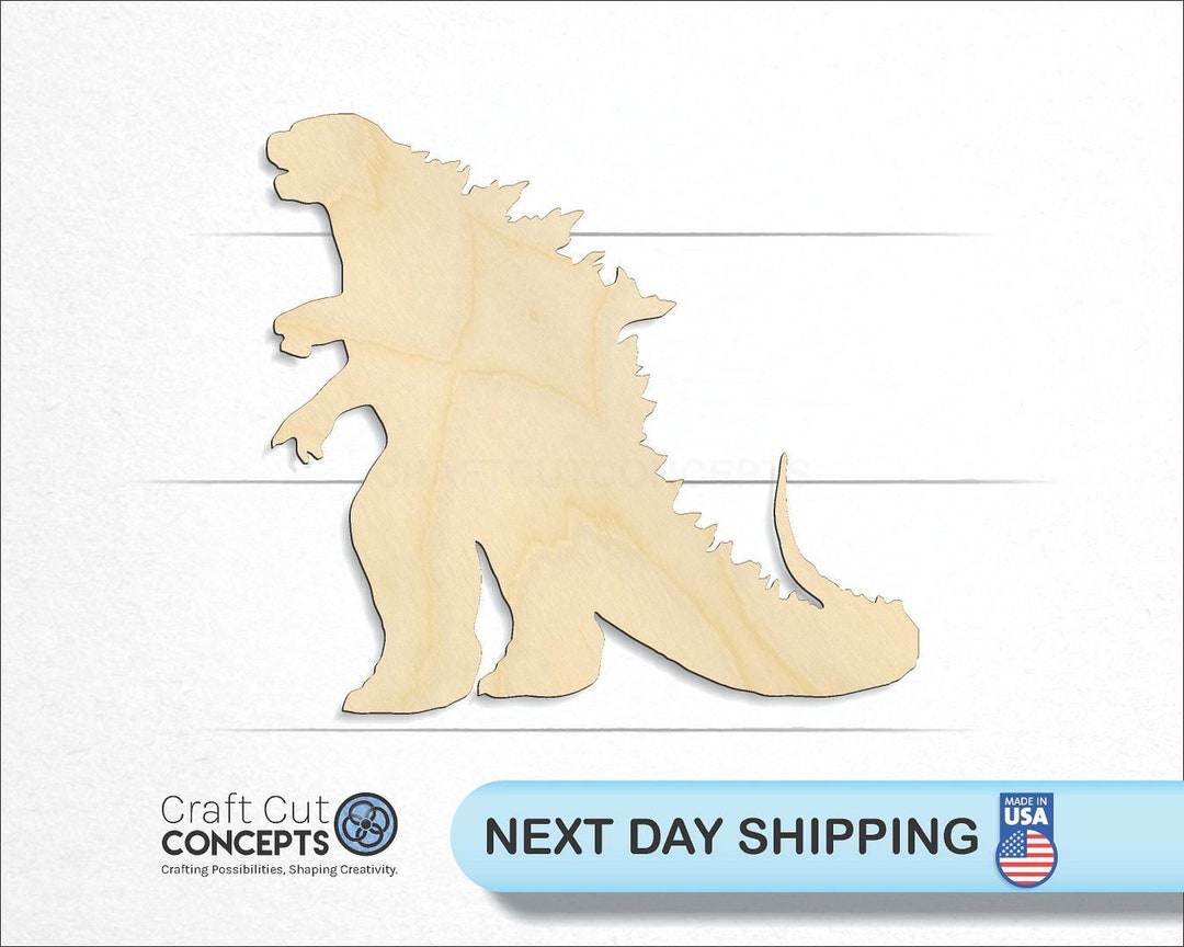 Godzilla - Laser Cut Unfinished Wood Cutout Craft Shapes - Etsy