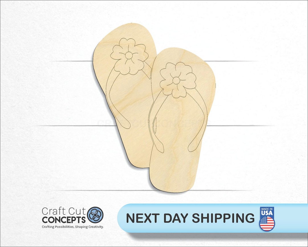 Sandals Flip Flops - Laser Cut Unfinished Wood Cutout Craft Shapes - Etsy