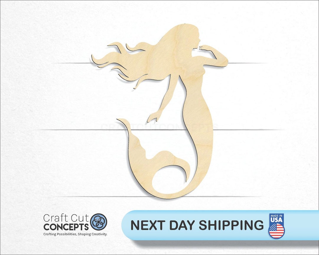 Mermaid - Laser Cut Unfinished Wood Cutout Craft Shapes - Etsy