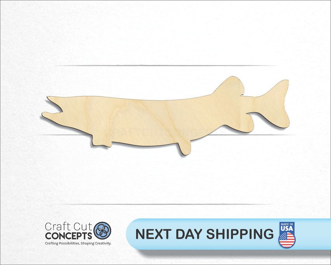 Muskie Fish - Laser Cut Unfinished Wood Cutout Craft Shapes - Etsy