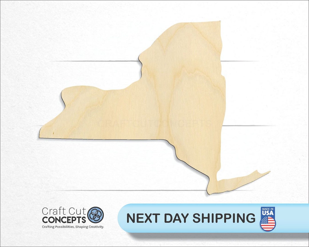 New York NY State Crafty - Laser Cut Unfinished Wood Cutout Craft ...