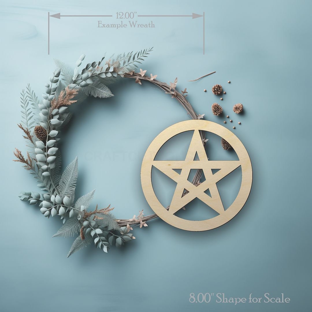 Circled Star Pentacle - Laser Cut Unfinished Wood Cutout Craft Shapes ...