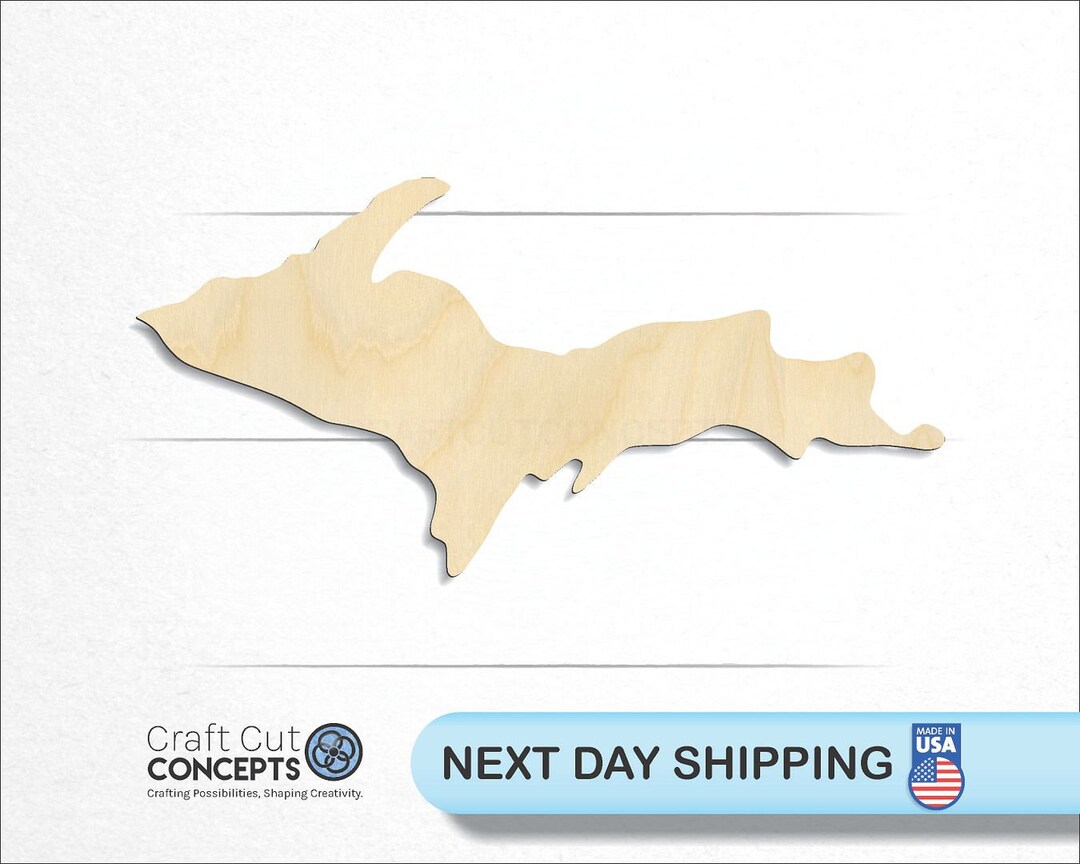 Michigan MI Upper Peninsula Crafty - Laser Cut Unfinished Wood Cutout ...