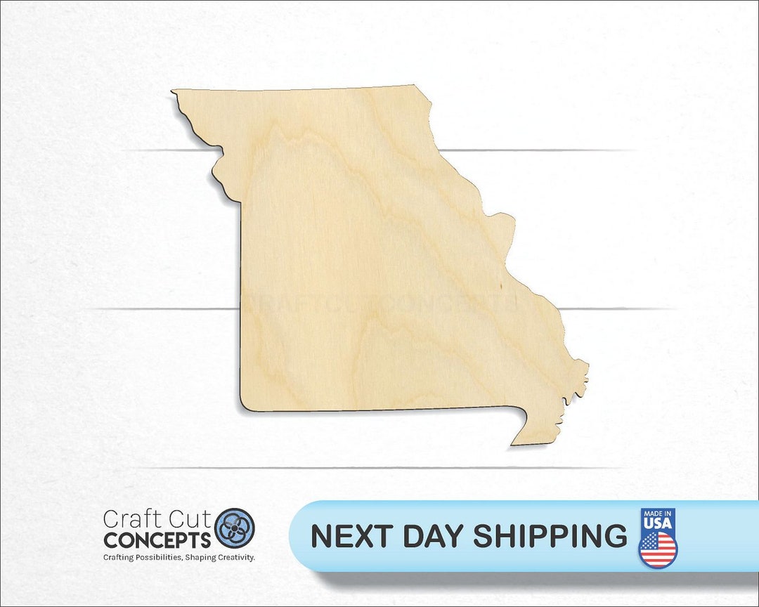 Missouri MO State Crafty - Laser Cut Unfinished Wood Cutout Craft ...