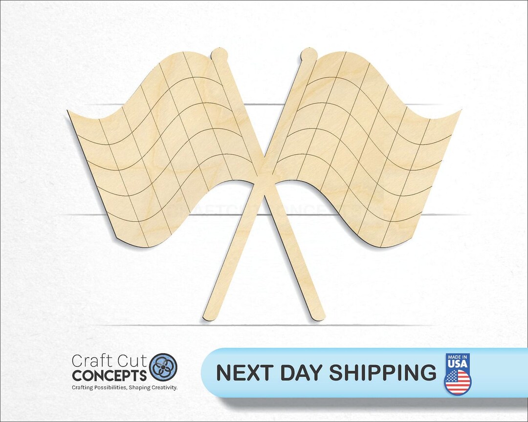 Double Checkered Flag - Laser Cut Unfinished Wood Cutout Craft Shapes ...