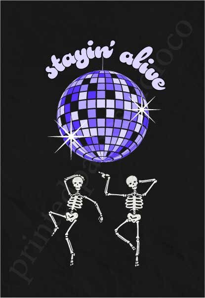 Stayin' Alive Disco Skeleton | Digital Download - Etsy