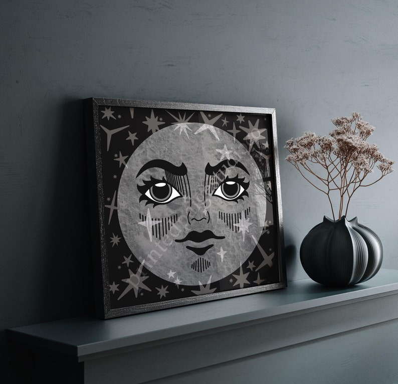 Moon Face | Graphic Art & Poster Print - Etsy