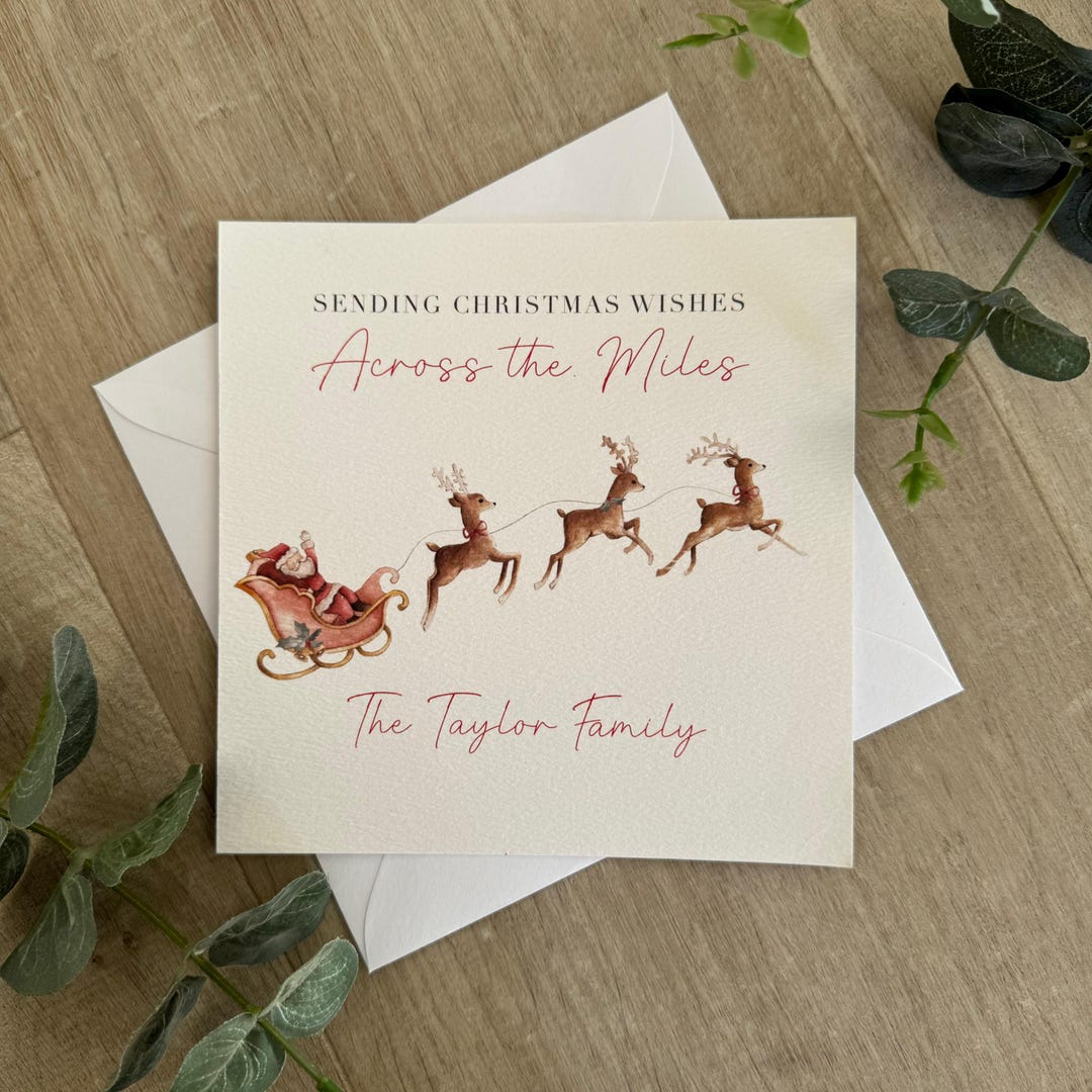 Sending Wishes Across the Miles Christmas Card - Personalised With ...