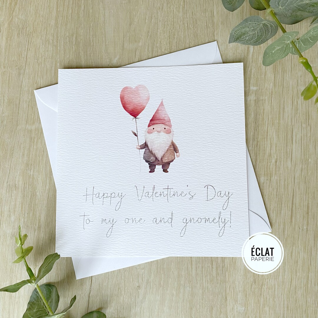 Gnome Valentines Day Card, Valentine Gnome, Gonk - Etsy UK