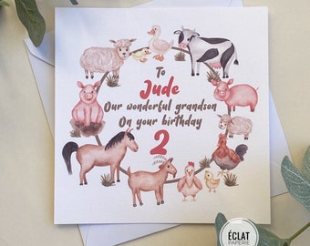 Personalised Farmyard First Birthday Card for Son, Grandson, Nephew ...
