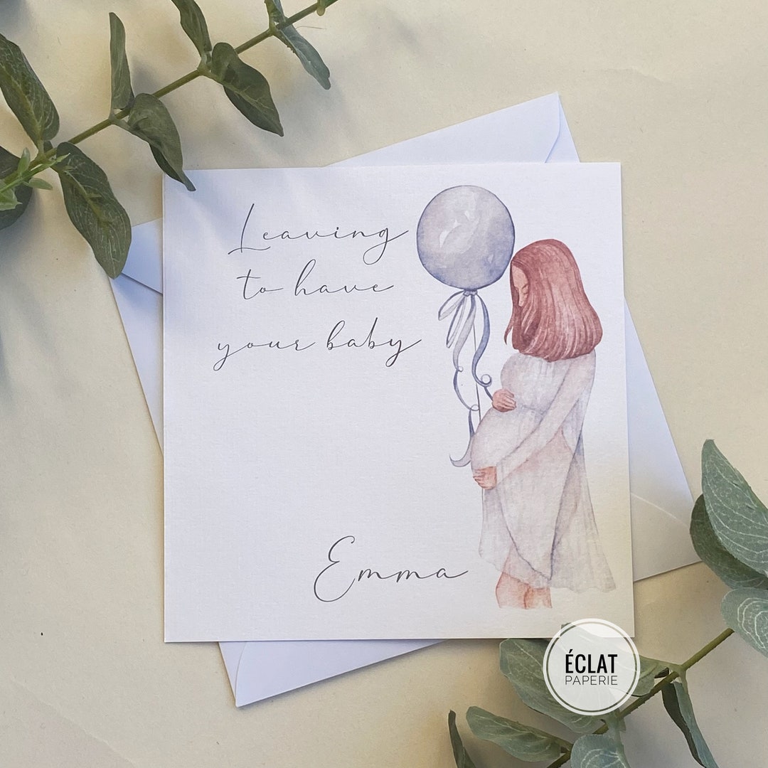 Personalized Maternity Leave Card: Expectant Mum & Balloon - Etsy
