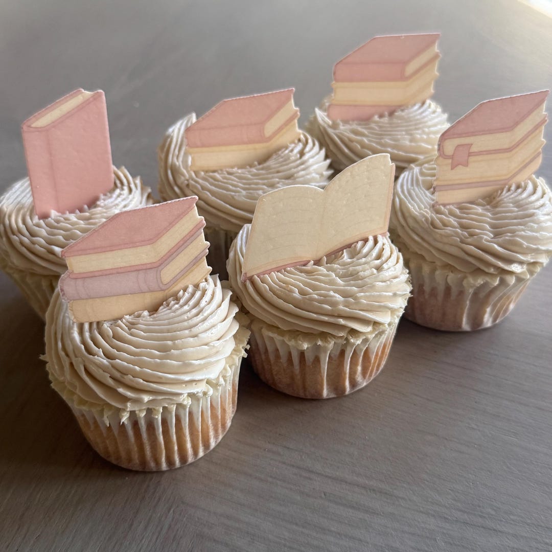 Edible Book Cupcake Toppers, Wafer Card, Vegan Gluten-free - Etsy