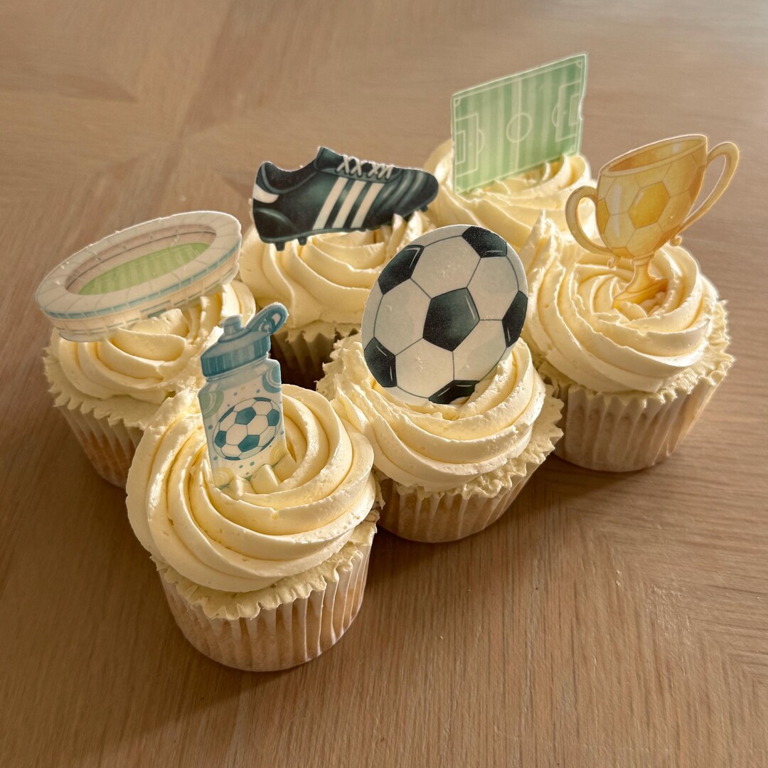 Edible Football Theme Wafer Card Cupcake Toppers, Suitable for Vegan ...