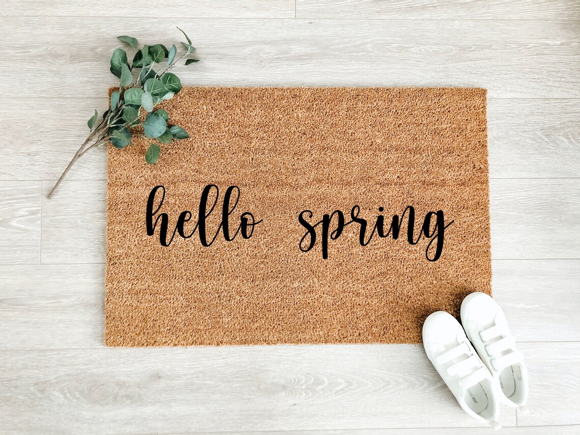 Hello Spring Doormat Welcome Mat Spring Decor Easter - Etsy