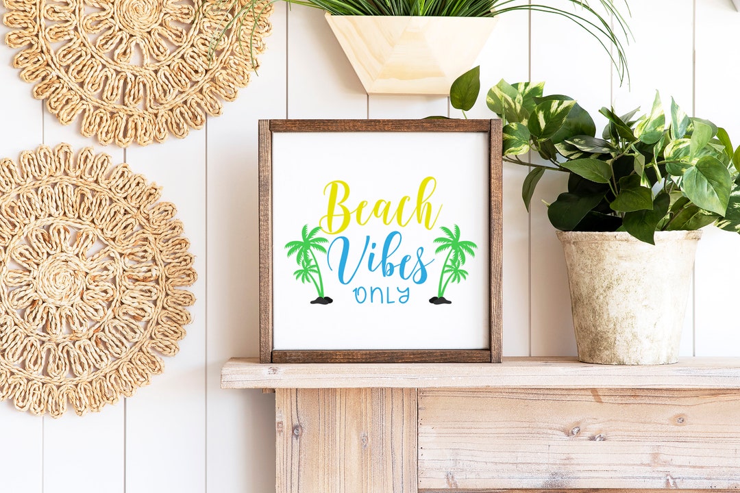 Beach Vibes Wood Sign | Tropical Wood Sign | Beach Sign | Summer Decor ...