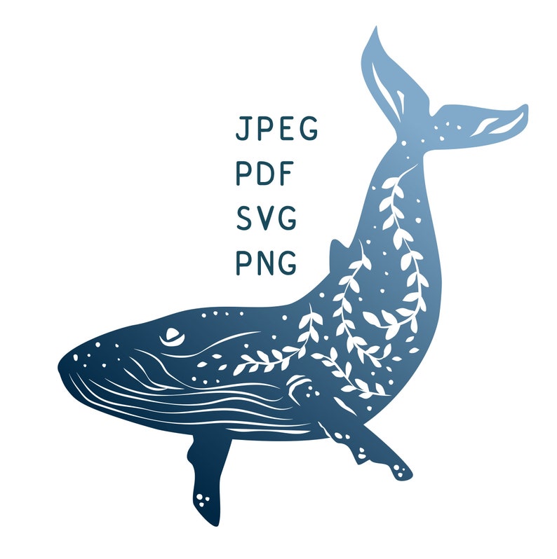 Whale Svg Ocean Animal Svg Whale Silhouette Whale Cut File - Etsy