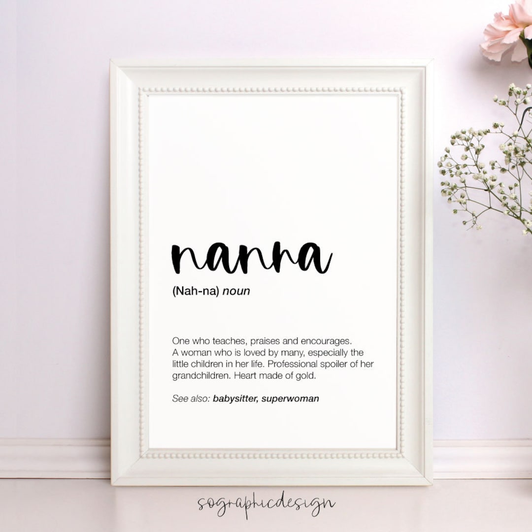 Nanna Funny Dictionary Meaning Style PRINT Grandma Print Wall Art ...