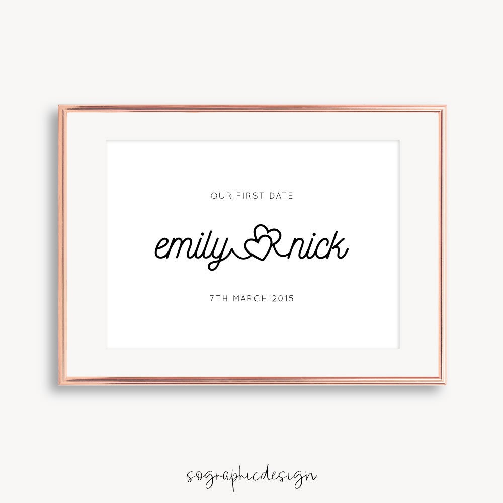 Personalised Couples Date Print First Date Print First - Etsy UK