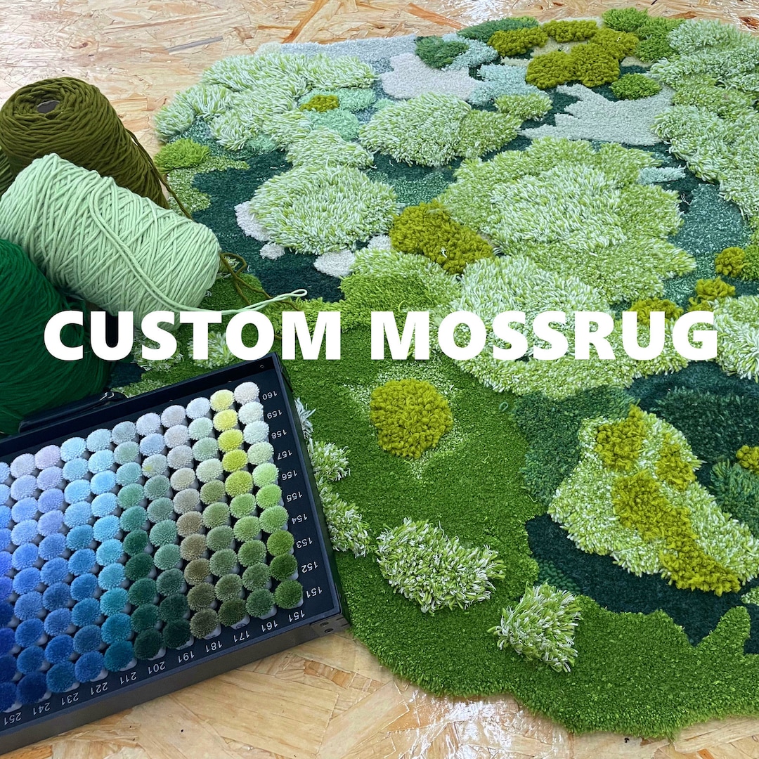 3D Tufted Wool Rug: Green Moss Landscape, Handcrafted Floor Art - Etsy