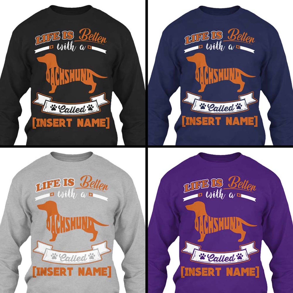 Personalized Dachshund Wiener Dog Long Sleeve Sweater Life is | Etsy