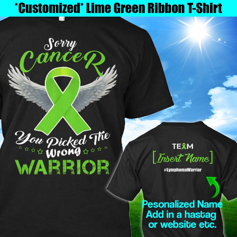 Personalized Lymphoma Awareness Shirt, Lime Green Ribbon Warrior Tee ...