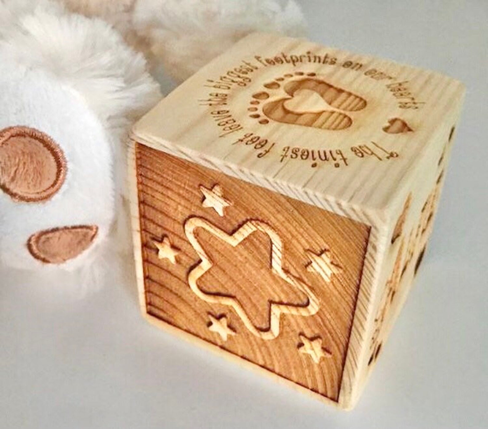 Personalised Laser Engraved WOODEN BABY BLOCK. Gift for New Baby, 1st ...