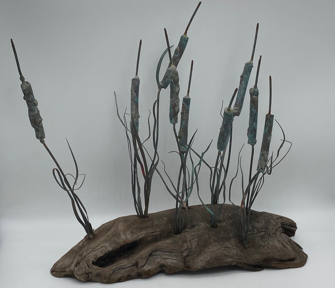 Curtis Jere Style Coastal Cattails and Driftwood Brutalist - Etsy