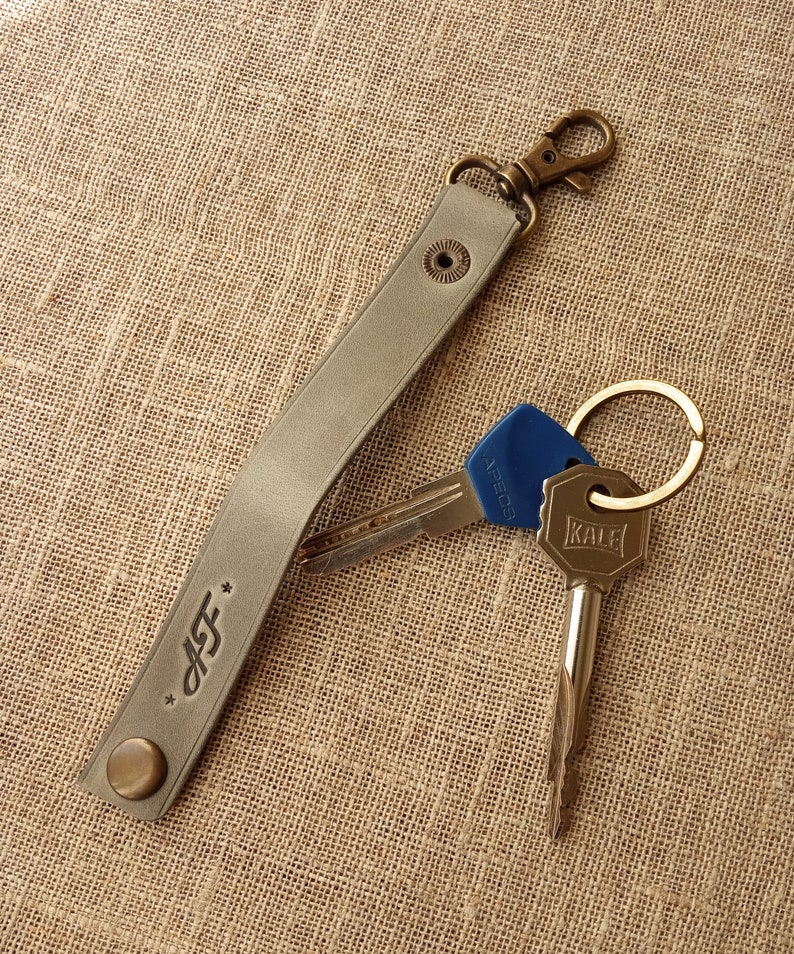 Personalized Leather Keychain Snap Closer With Keyring and - Etsy