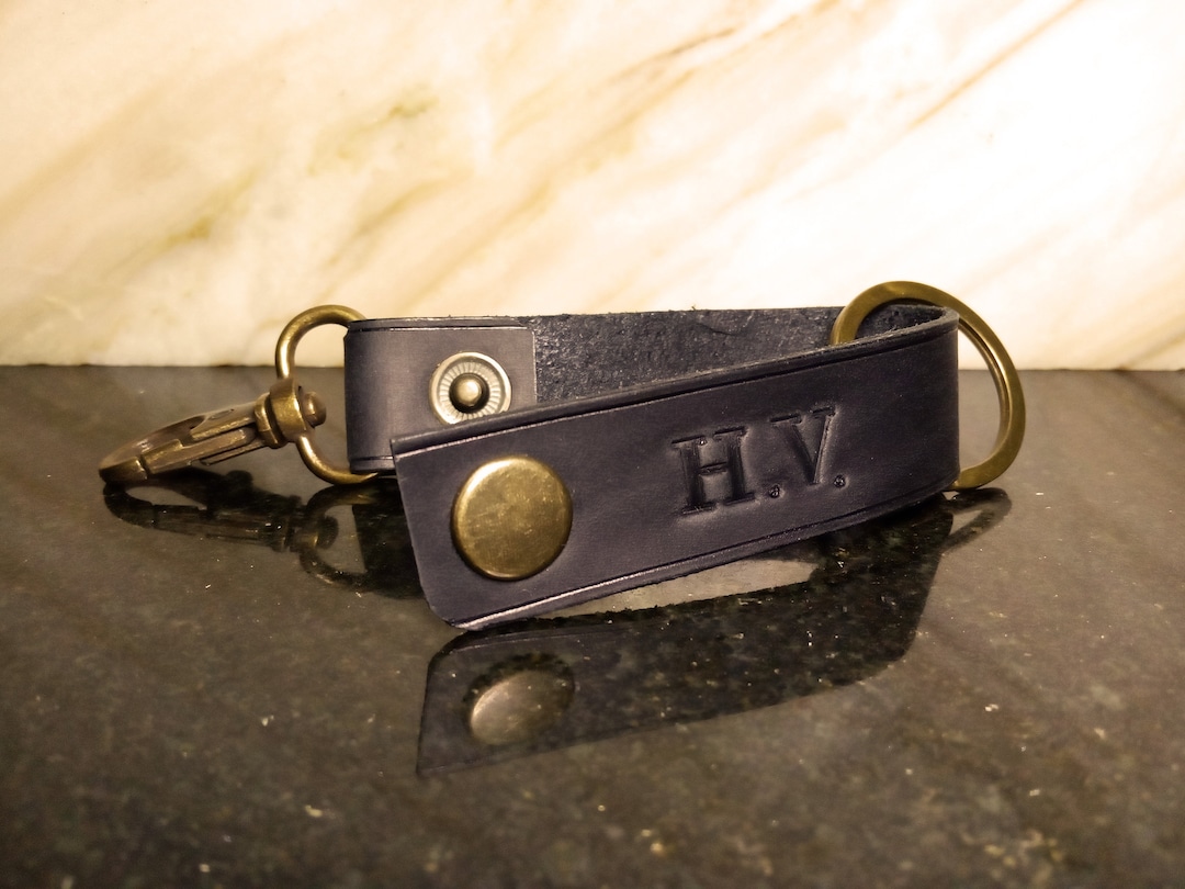 Personalized Leather Keychain | Snap Closer With Keyring and Swivel ...