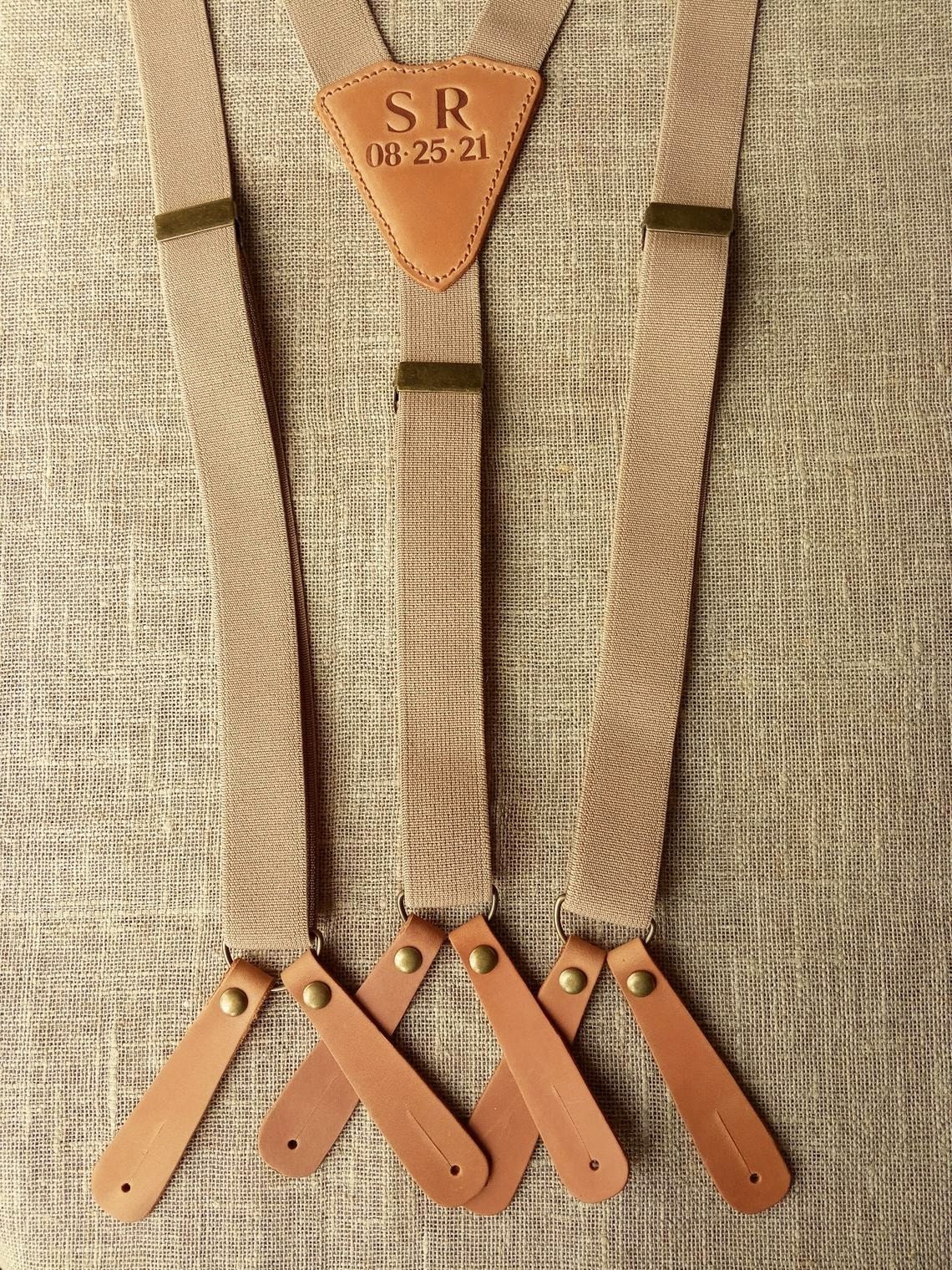 Beige Wedding Suspenders for the Groom Personalized Suspenders | Etsy