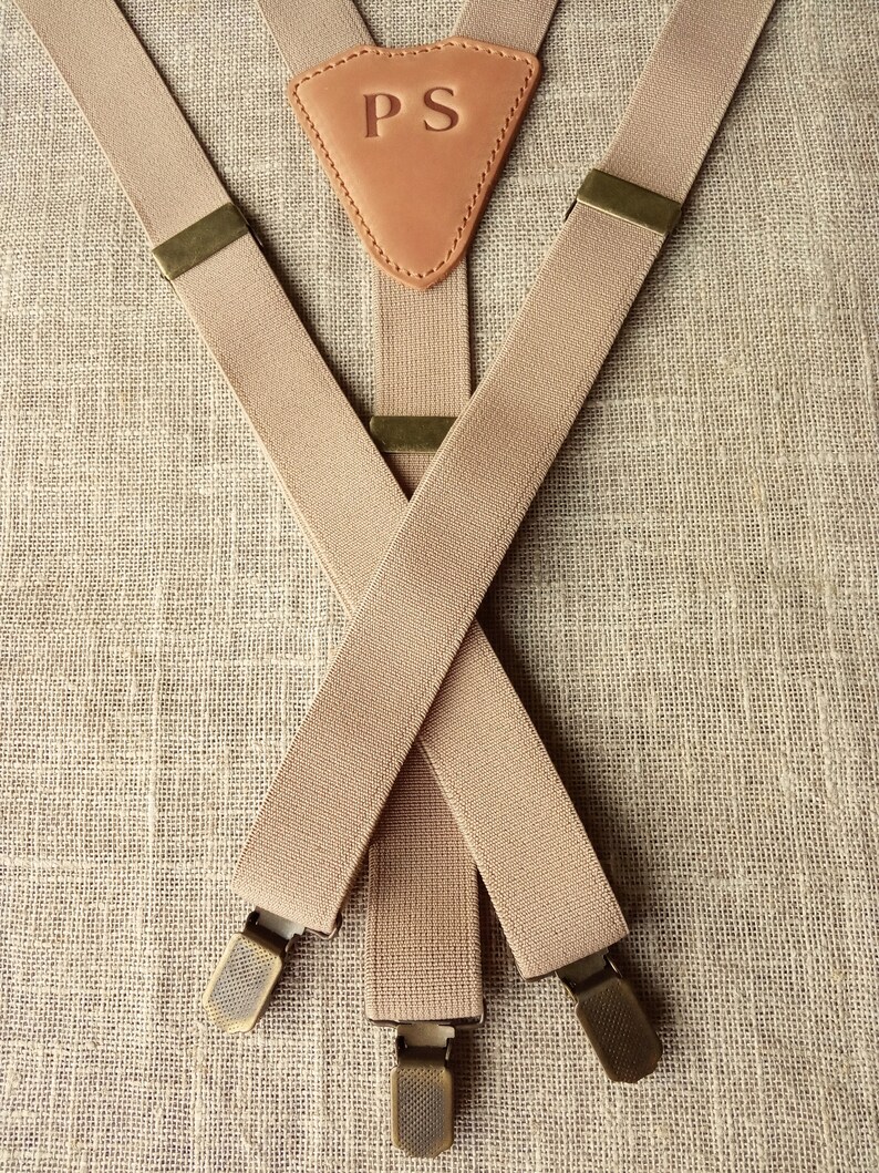 Beige Wedding Suspenders for the Groom Personalized Suspenders | Etsy