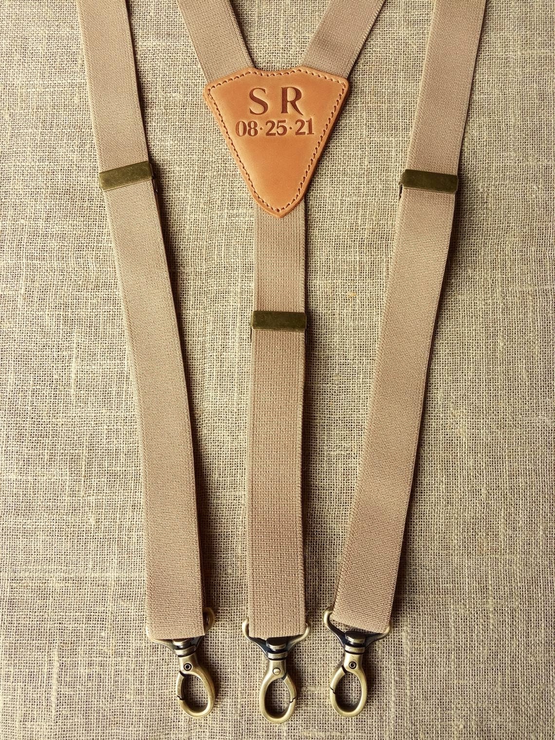 Beige Wedding Suspenders for the Groom Personalized Suspenders | Etsy
