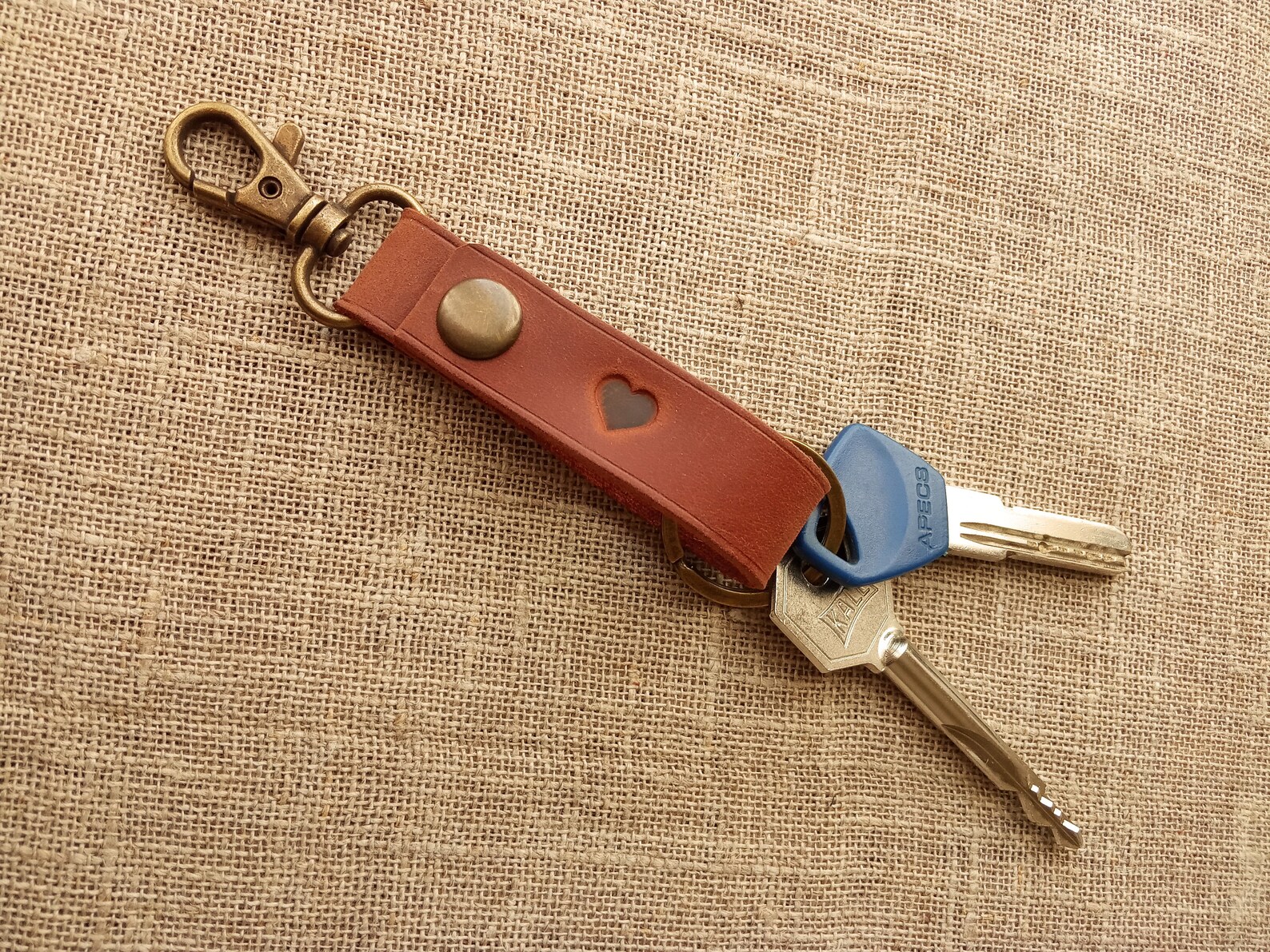 Personalized Leather Keychain Snap Closer With Keyring and - Etsy