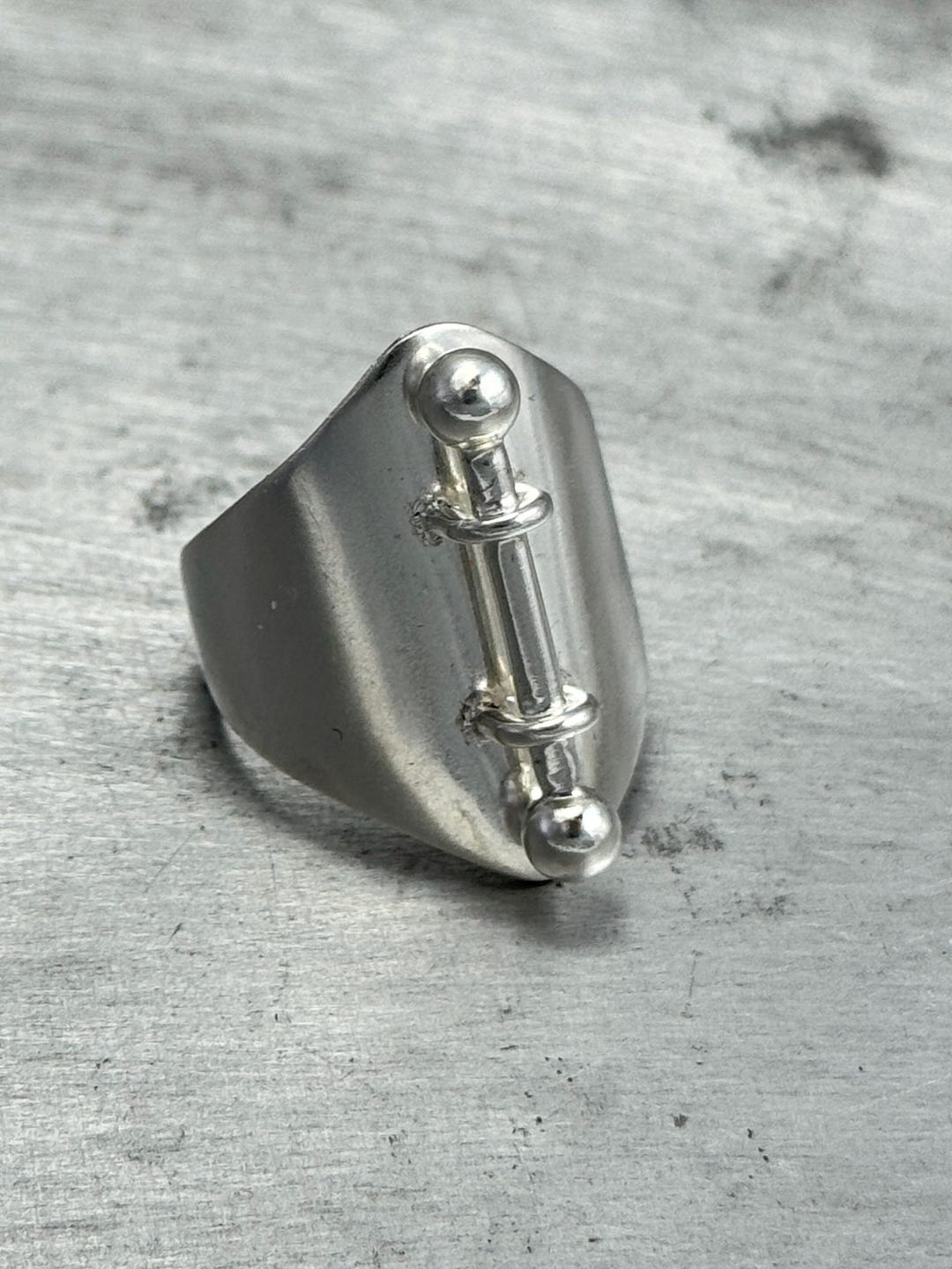 Sterling Silver Statement Avant Garde Shield Ring With a Piercing ...