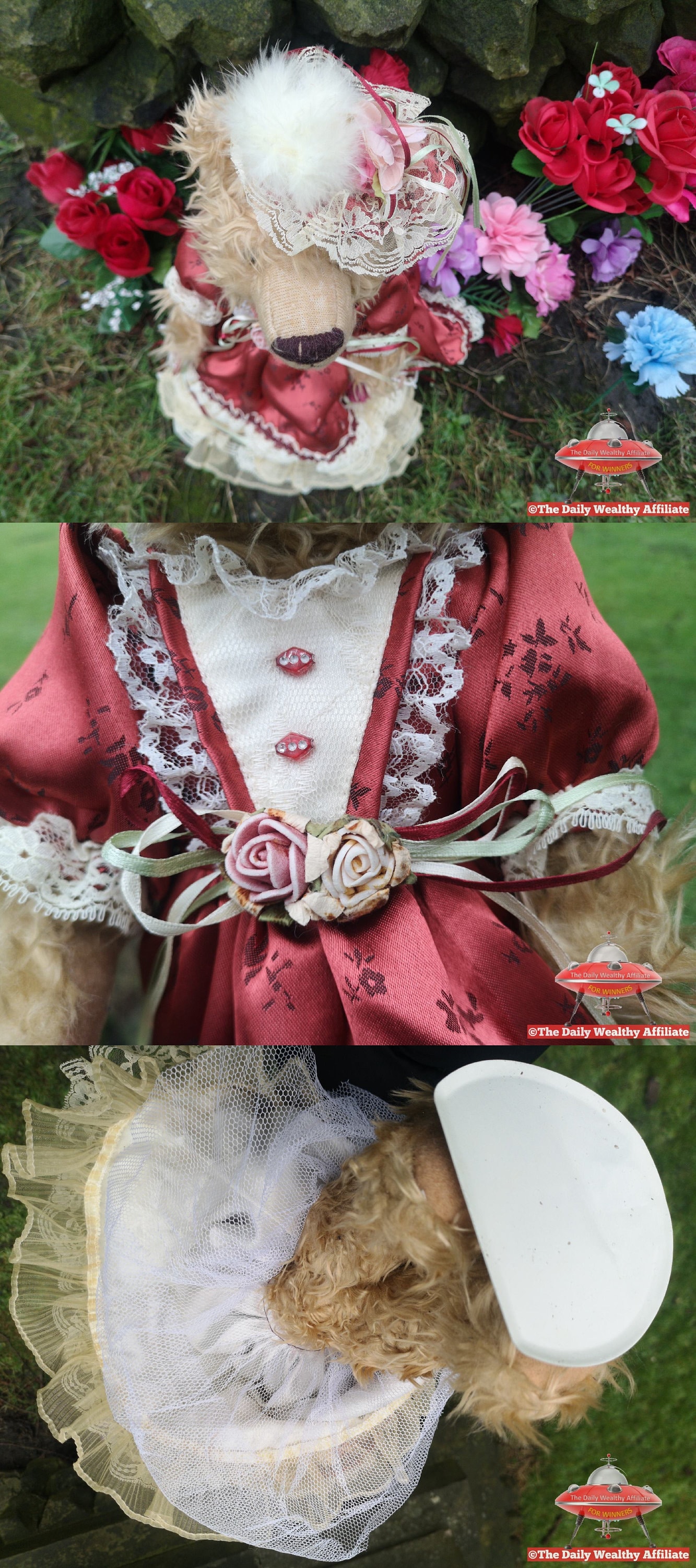 Home Decor Teddy Bear Lady in Red Dress Stand Included SKU | Etsy