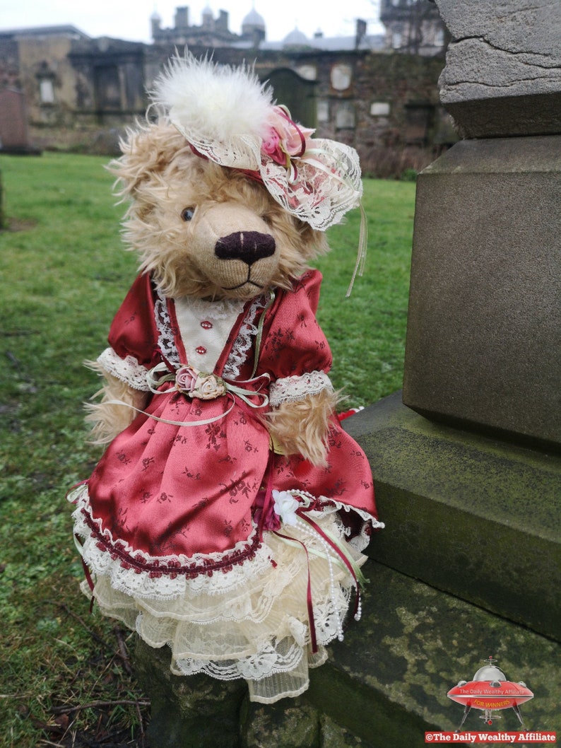 Home Decor Teddy Bear Lady in Red Dress Stand Included SKU - Etsy