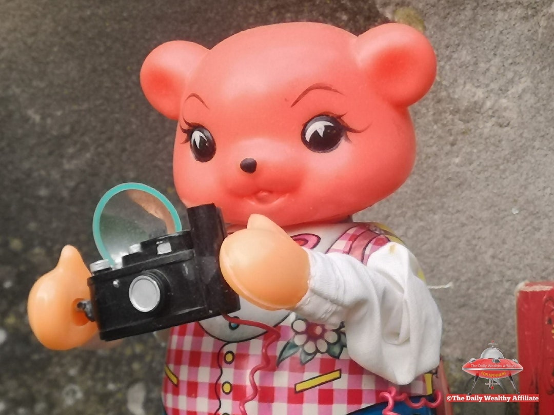 Bear Flash Camera Wind up Tin Toy Box China MS575 Clockwork Litho ...