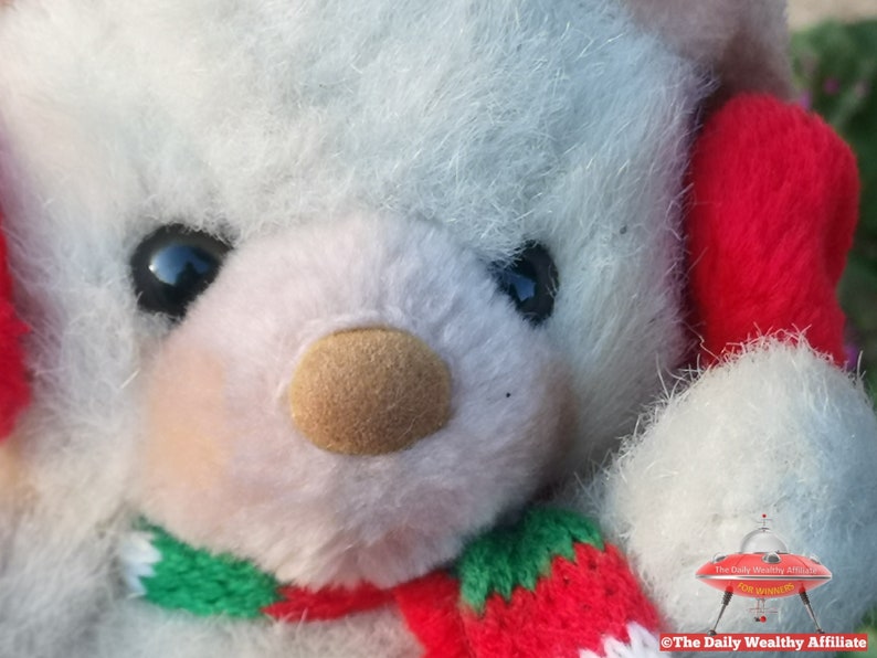 Russ Berrie Tuff Teddy Bear With Red Earmuffs Red Green Scarf - Etsy