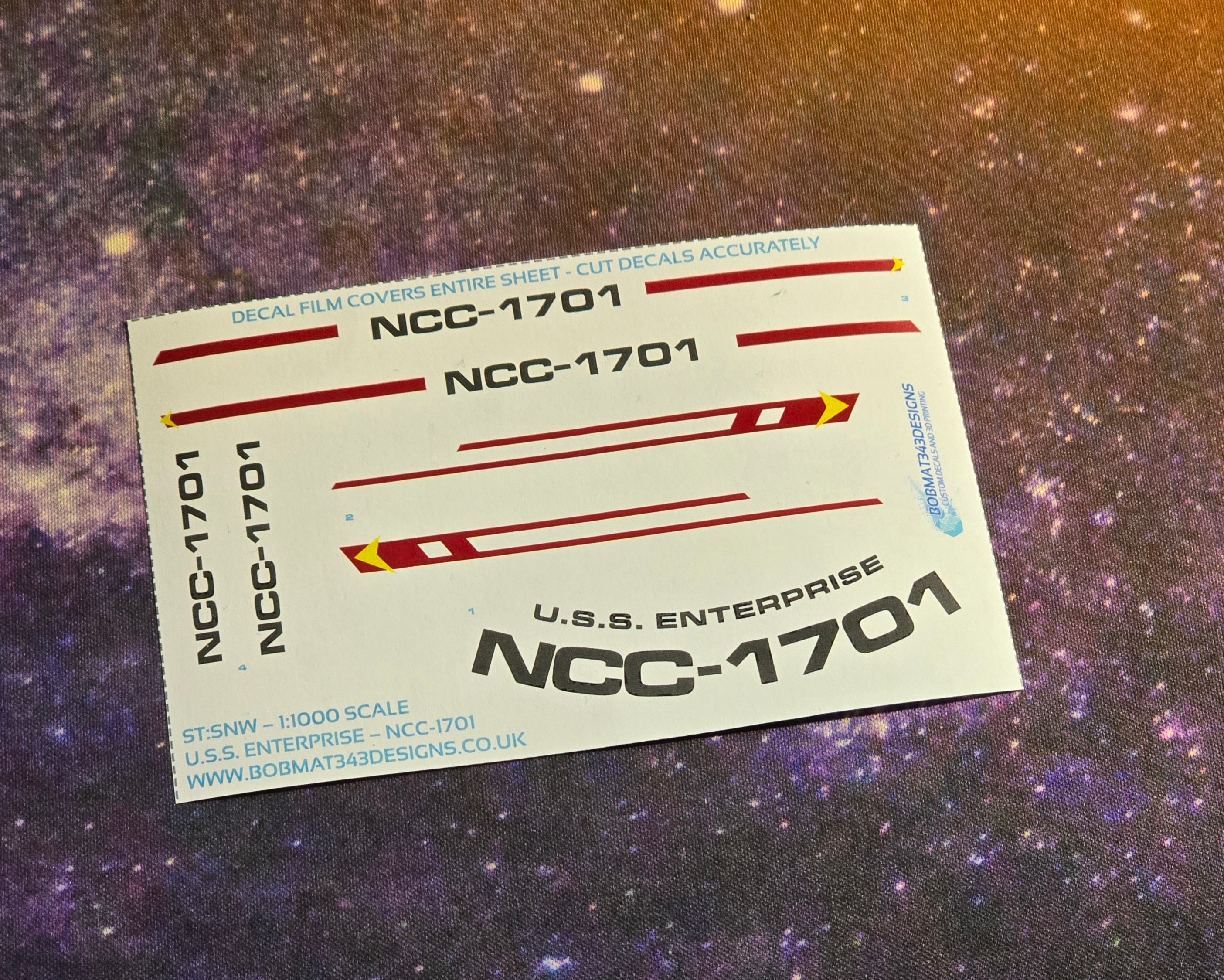 Waterslide Decals for 1:1000 Scale Constitution Class USS Enterprise ...