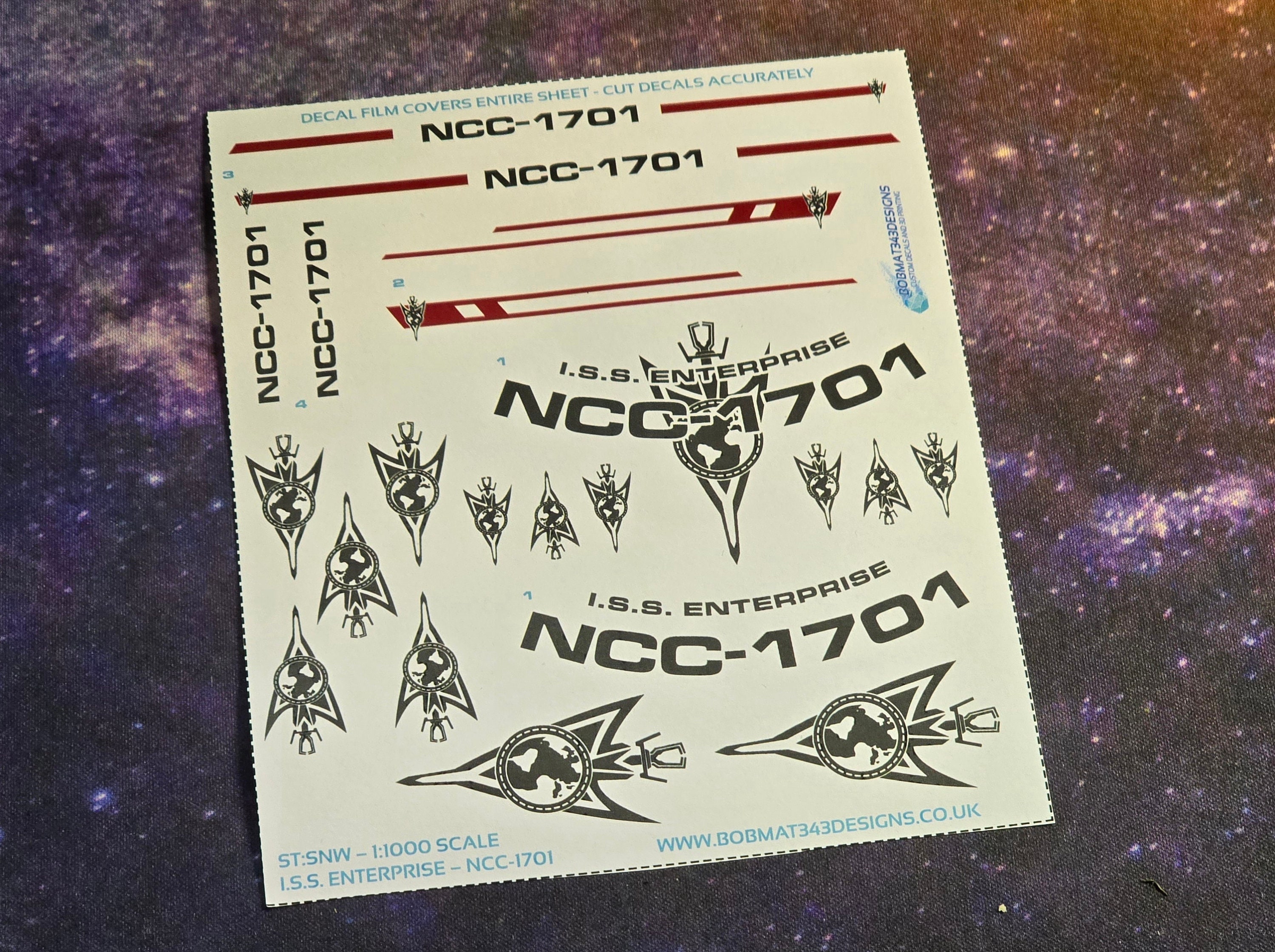Waterslide Decals for 1:1000 Scale Constitution Class USS Enterprise ...