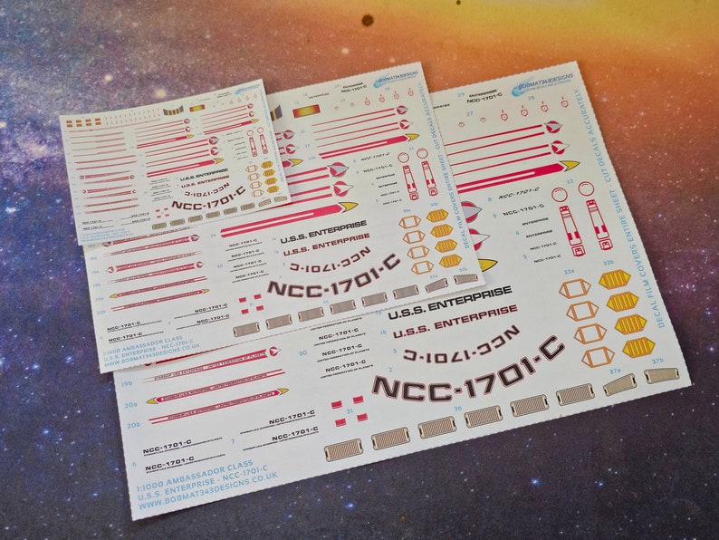 Waterslide Decals for 1:2500 Scale AMBASSADOR CLASS U.S.S. ENTERPRISE-C ...