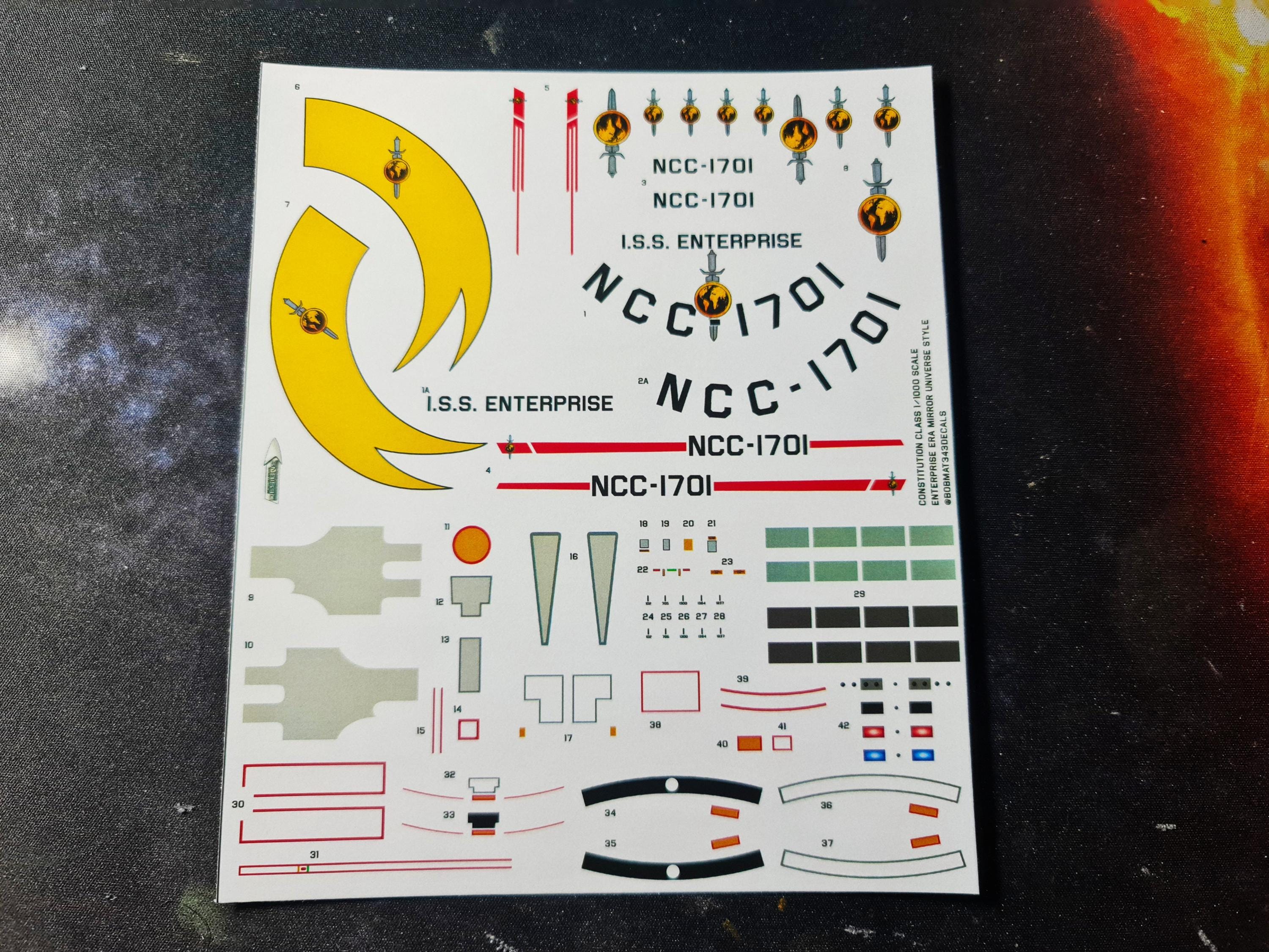 Waterslide Decals for 1:1000 Scale TOS Constitution Class USS ...