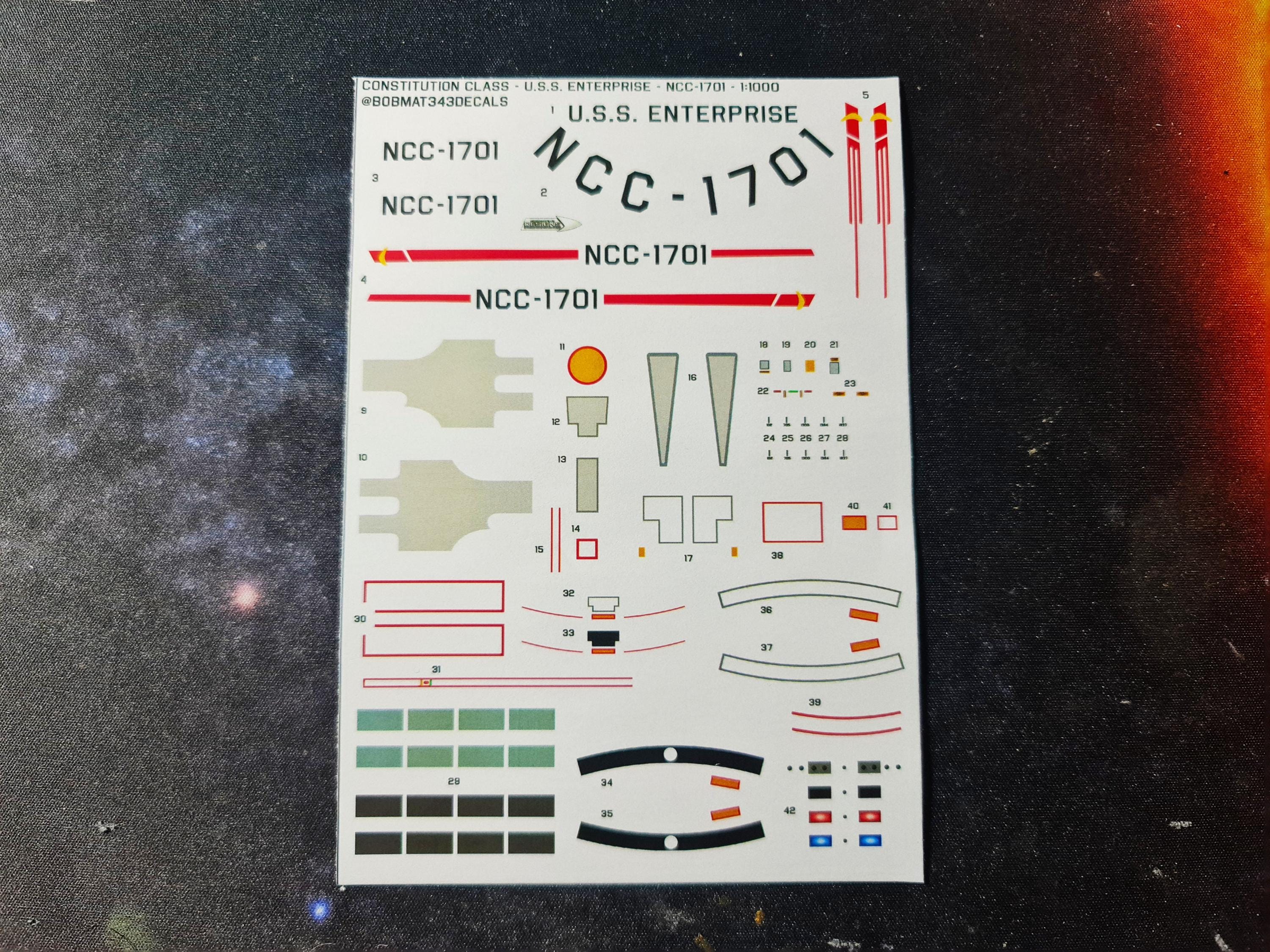 Waterslide Decals for 1:1000 Scale TOS Constitution Class USS ...