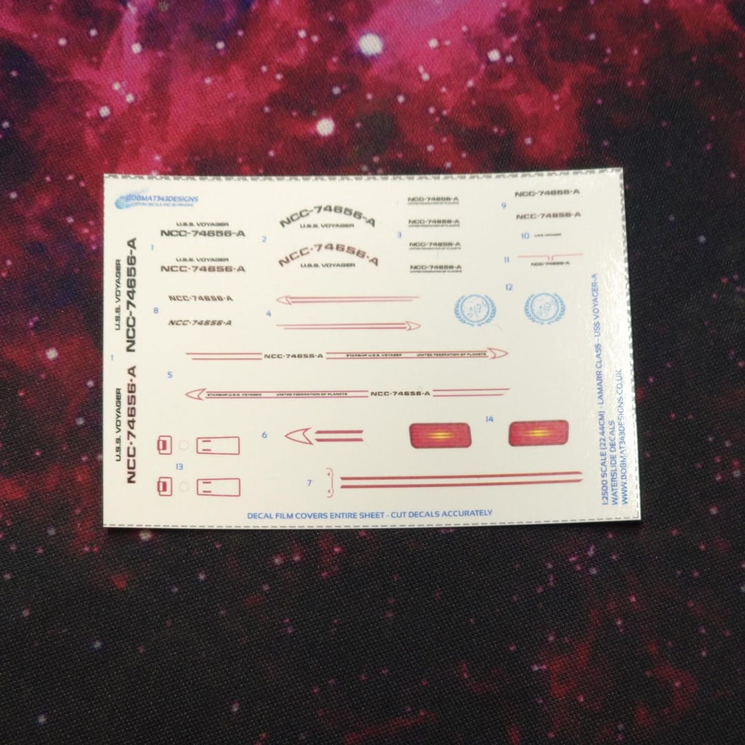 Waterslide Decals for 1:2500 Scale LAMAAR CLASS U.S.S. VOYAGER-A ...