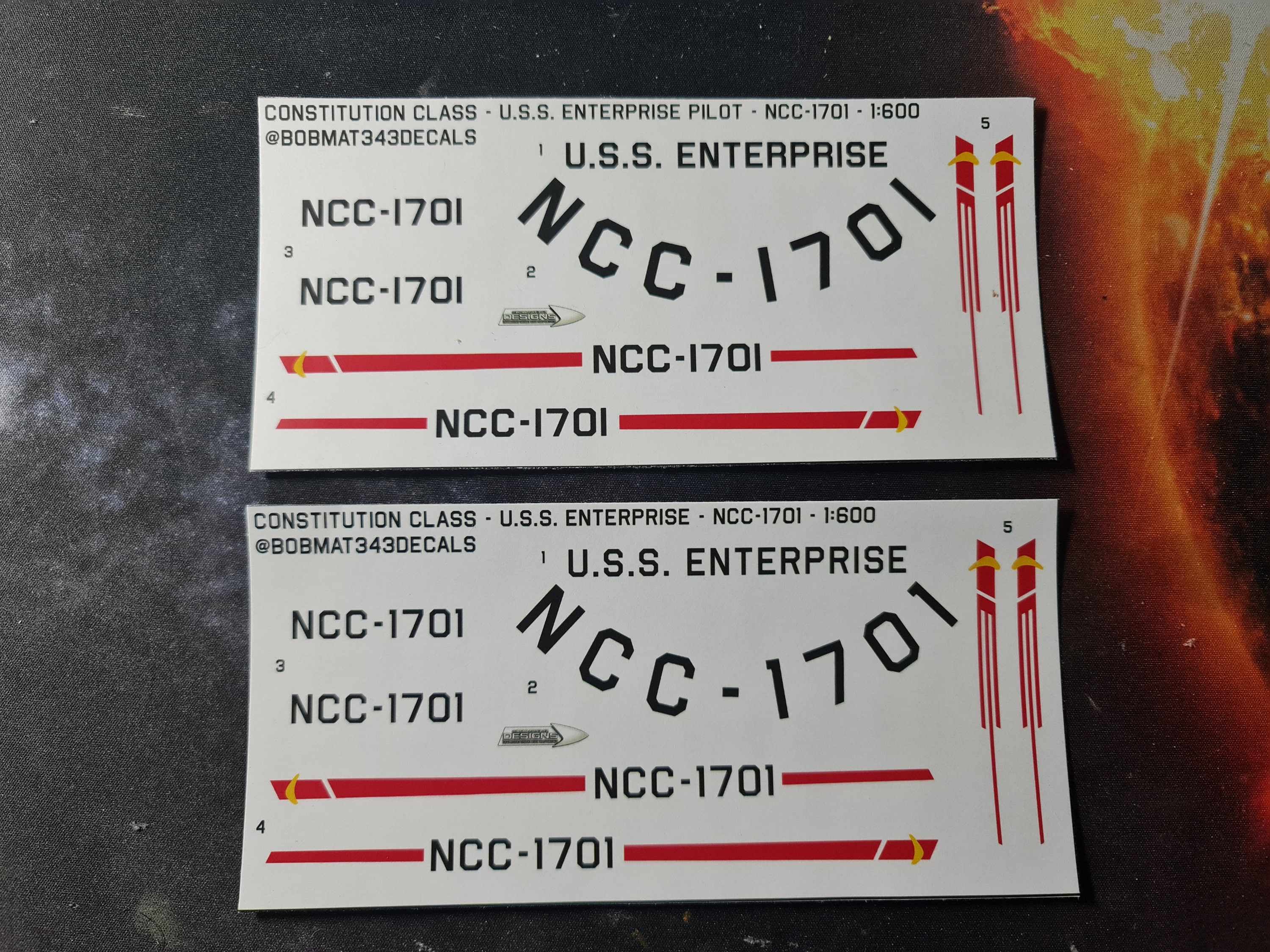 Waterslide Decals for 1:600 Scale TOS Constitution Class USS Enterprise ...