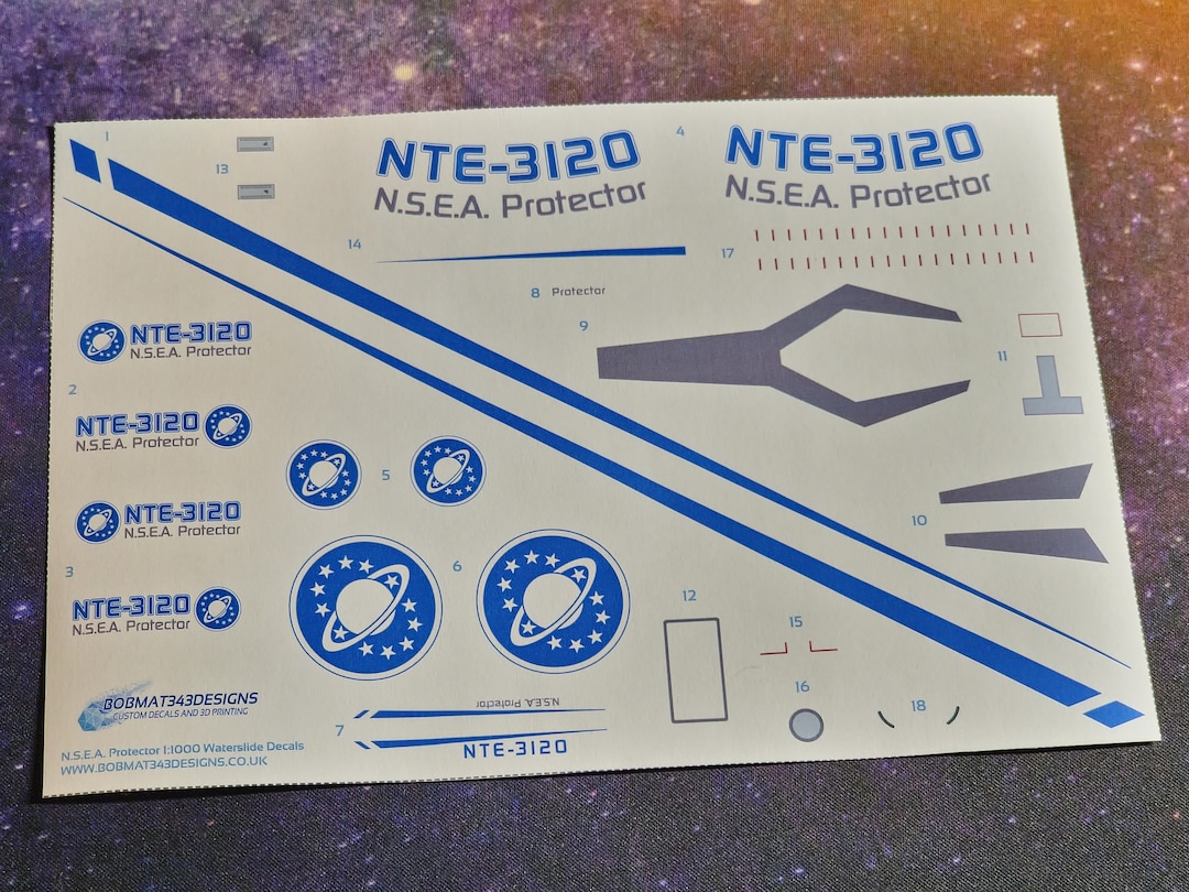 Waterslide Decals for 1:1000 Scale NSEA PROTECTOR - Galaxy Quest ...
